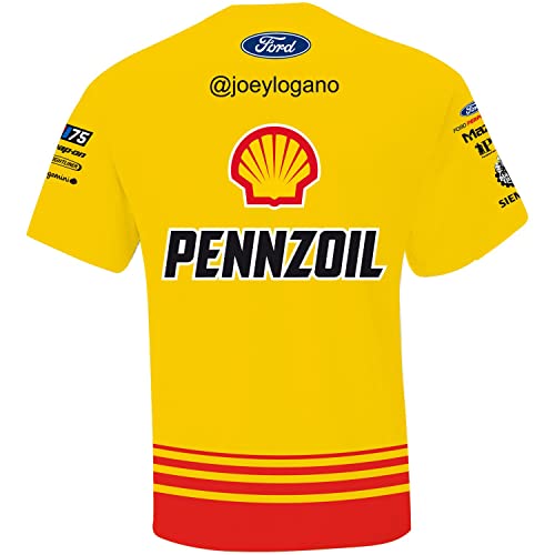 Checkered Flag Sports Joey Logano 2023 Shell Pennzoil Sublimated Uniform Pit Crew T-Shirt (as1, Alpha, 4X_l, Regular, Regular) Yellow
