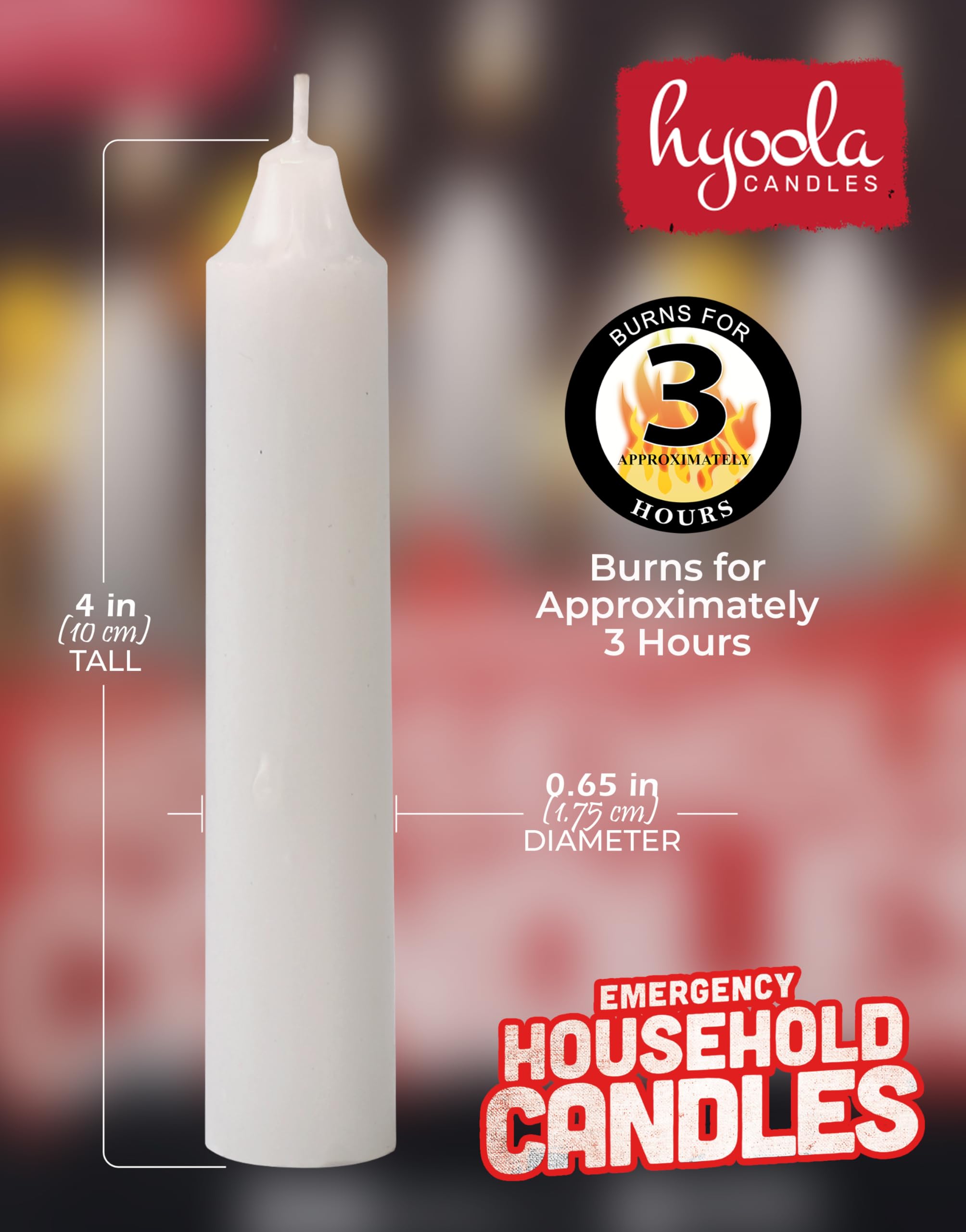 Emergency Candles - 24 Pack White Short Taper Candles - Unscented - Emergency Candles for Home and Emergency Kit