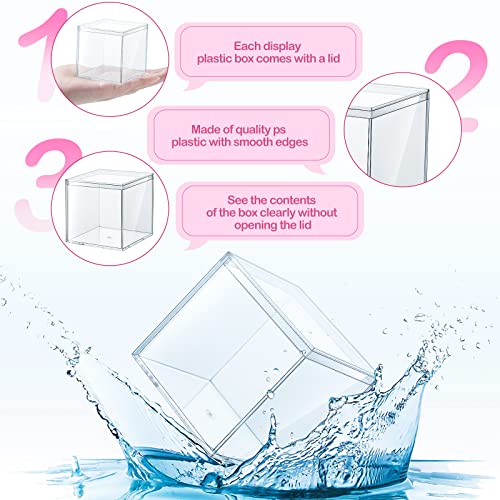 Clear Acrylic Plastic Square Cube Small Acrylic Box with Lid Storage Mini Acrylic Boxes Square Display Box Organizer Containers for Candy Pill, Tiny Jewelry, Gifts, 2.56 x 2.56 x 2.56 Inch (26 Pieces)