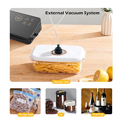 Vacuum Sealer Machine, 85Kpa Food Sealer with Built-in Cutter and Bag Storage(Up to 20 Feet Length), Dry & Moist Food Modes, Touch Control Panel, LED Indicator Lights, Compact Design, Lab Tested