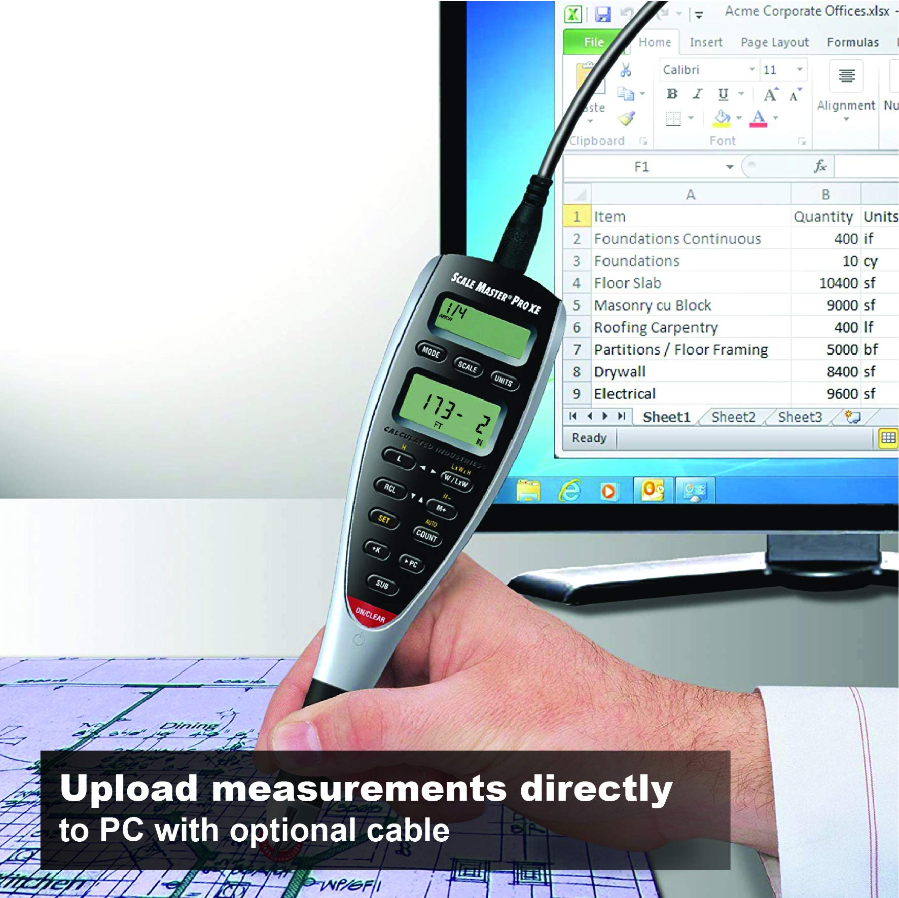 Calculated Industries 6135 Scale Master Pro XE Advanced Digital Plan Measure for Estimating Plan Takeoffs on Printed Blueprints | 91 US Imperial and Metric | 10 Custom Scales for Out of Scale Plans , White