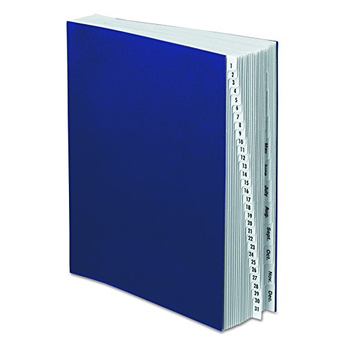 Pendaflex DDF5OX Expanding Desk File, 1-31/Jan-Dec, Letter, Acrylic-Coated Pressboard, Dark Blue (DDF5-OX)