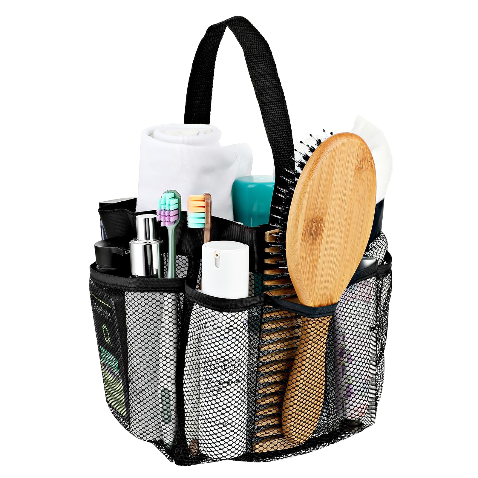 Dimeho Mesh Shower Caddy Bag Portable Large Capacity Bath Tote Basket Quick Dry Hangable Toiletry Organizer Bag 8 Storage Pocket for Gym College Dorm Beach Swimming Pool Camp Travel