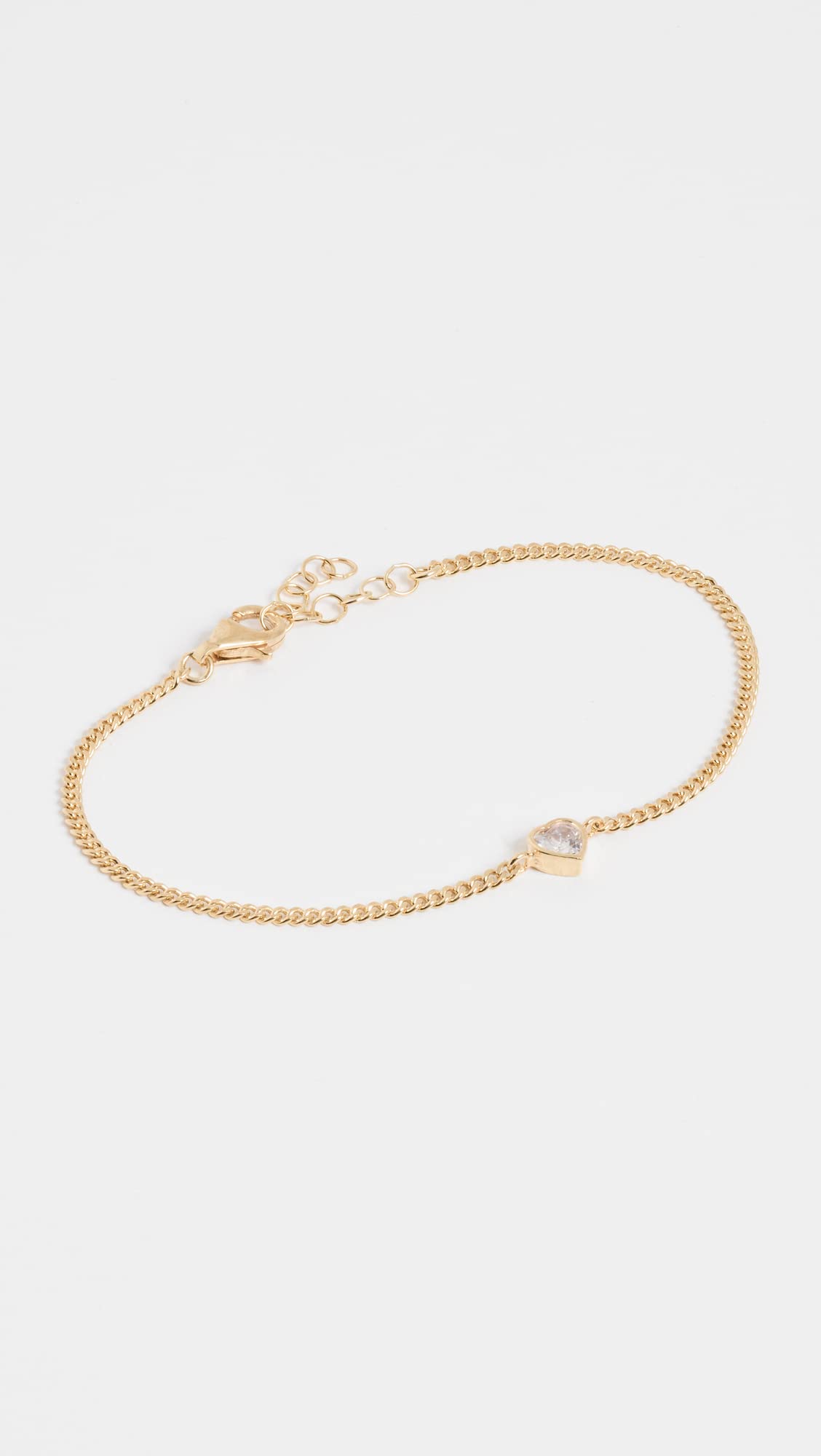 By Adina Eden Women's Heart Bezel Cuban Bracelet, Gold, One Size