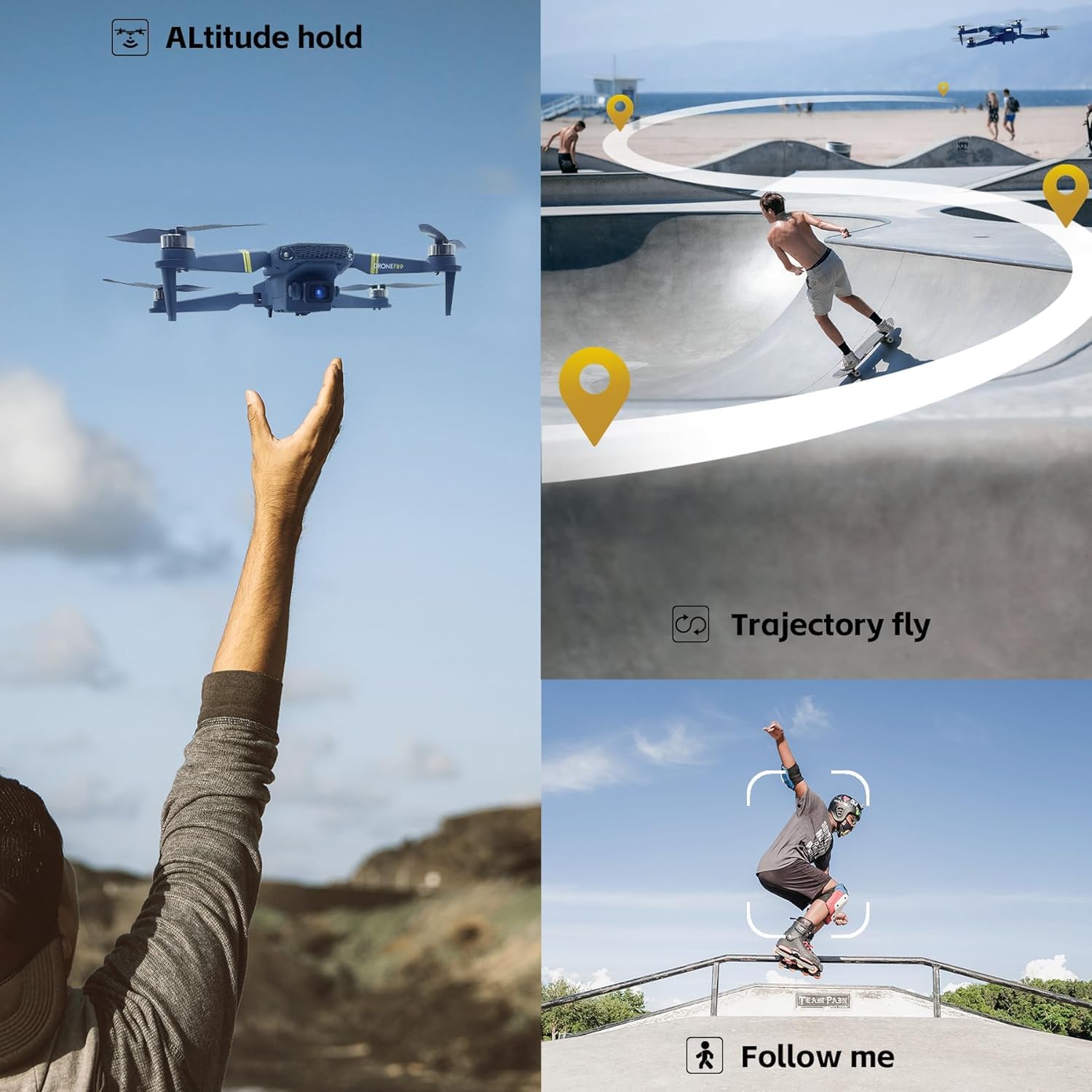 Brushless Super Endurance Foldable Drone with Camera for Beginners–60+ min Flight Time, WiFi FPV Quadcopter with 120°Wide-Angle 2K HD Camera, Brushless Motor, Auto Hover, Follow Me (3 Batteries)