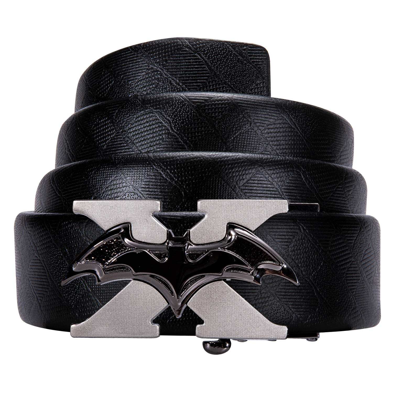 Barry.Wang Ratchet Belt for Men Burgundy Leather Designer Buckle Gold Wedding Business Buckle