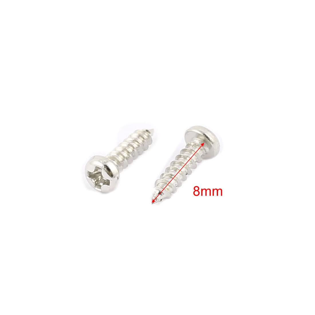 uxcell 50 Pcs M2 x 8mm Stainless Steel Phillips Round Head Self Tapping Screws Bolts