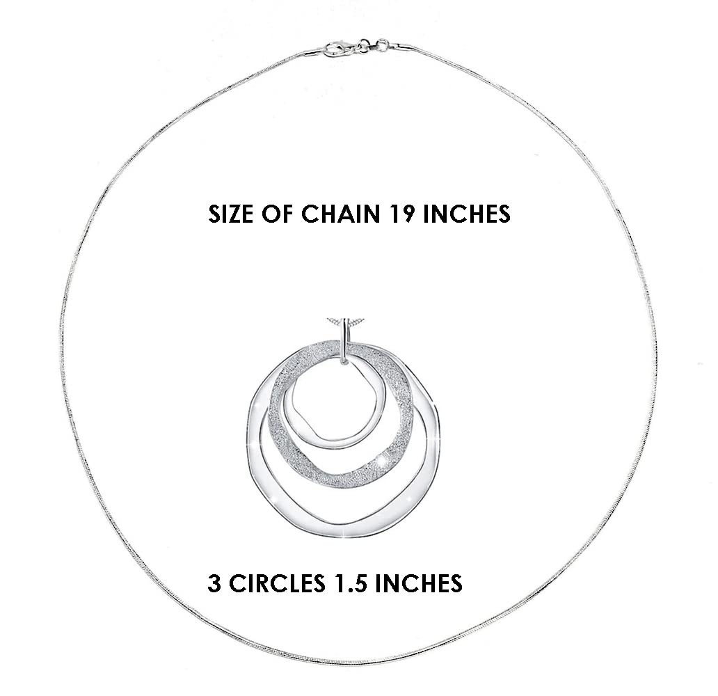 Blazing Autumn Sterling Silver Chain with Three Circle Pendant Necklace For Women