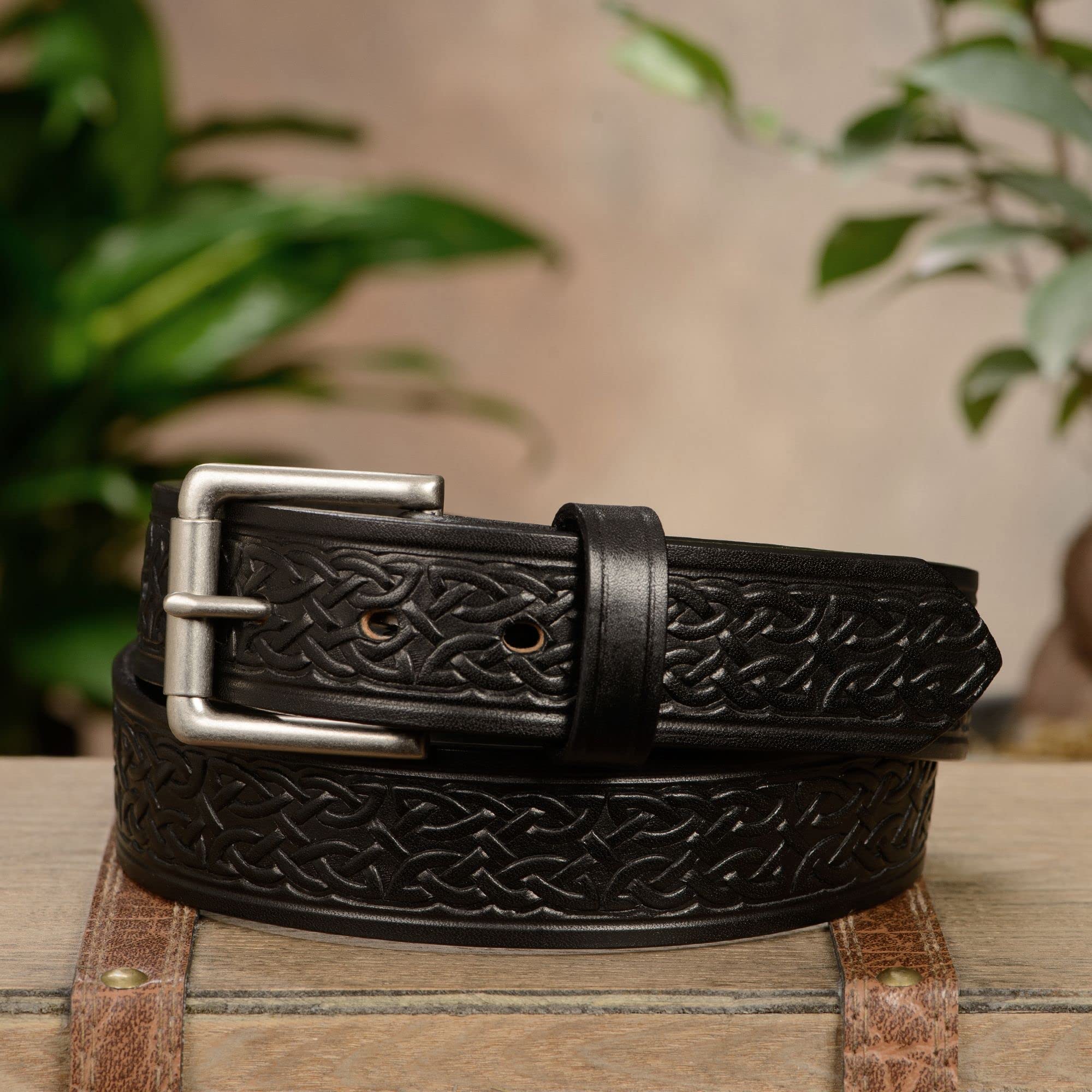 Bullhide Belts Mens Leather Belt for Work, Casual, Dress 1.50" Wide, Black, 38"