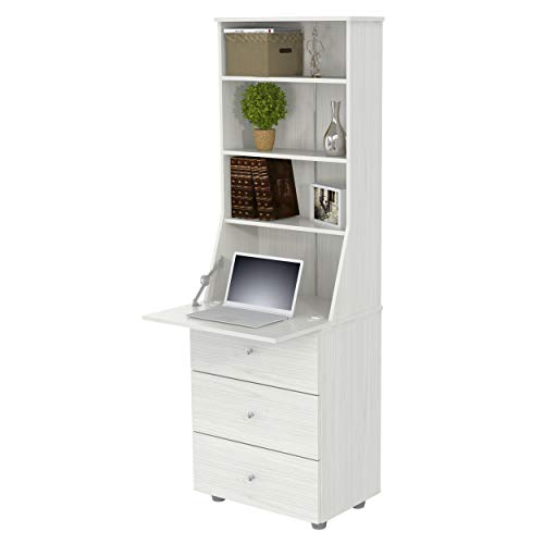 Inval Computer Credenza Work Center, Washed Oak