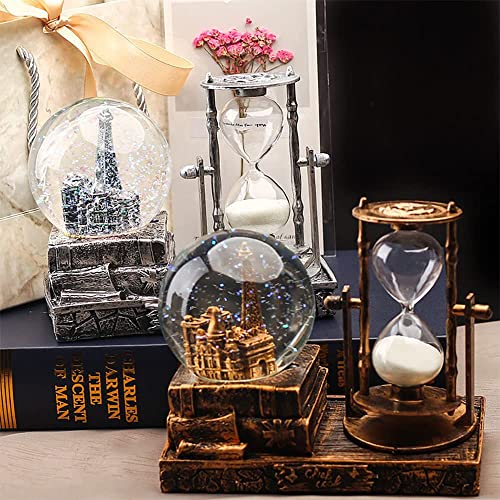LED Music Crystal Snow Globe Home Decoration for Living Room Bedroom Book Shelf TV Cabinet Desktop Decor Statue Figurine Table Centerpieces Ornaments(A - Brass)