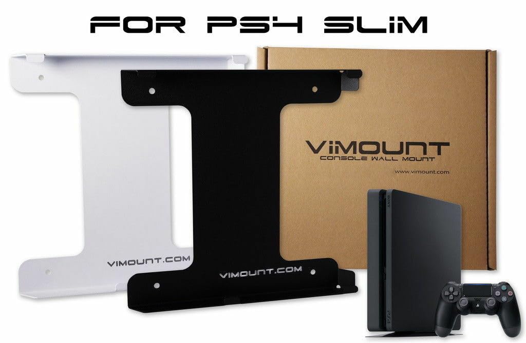 Playstation 4 Slim + 2pcs Controller Wall Mount PS4 White Metal Holder - Worldwide Shipping
