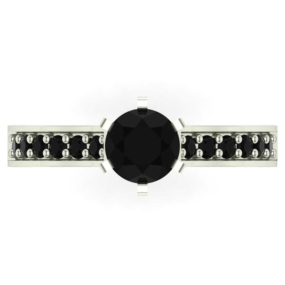 Black Diamond engagement rings for women 3/4 carat tw 14K White Gold Finish Size 5