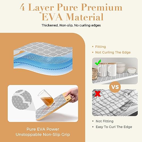 Glotoch Upgraded Non Slip Shelf Liner with Dot, Non Adhesive Drawer Liner, Waterproof Shelf Liners for Kitchen Cabinets, Drawer, Fridge, Wire Shelving, Pantry-12β X 20 FT, Heavy Duty, Grey