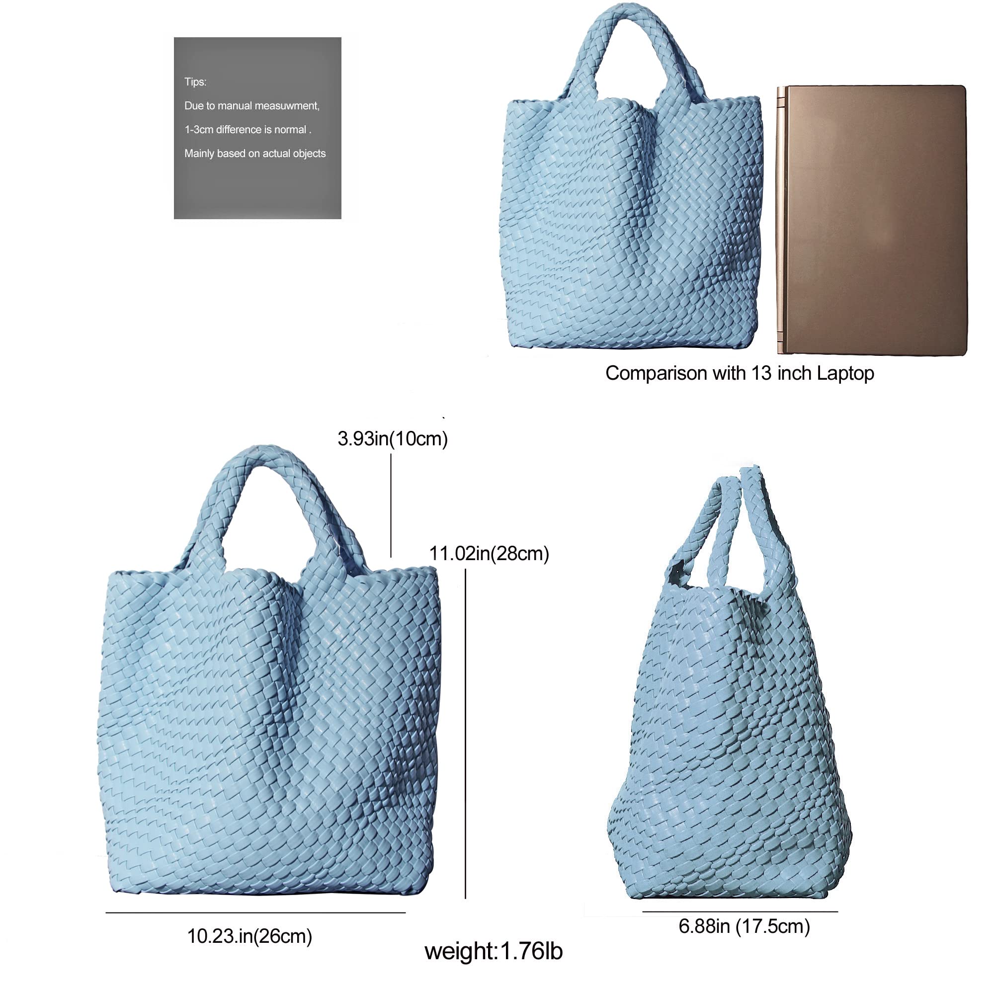 BZXHVSHA Women's Tote Bag Beach On Vacation Handbags and Purses Elegant Shoulder Bag, Sky Blue