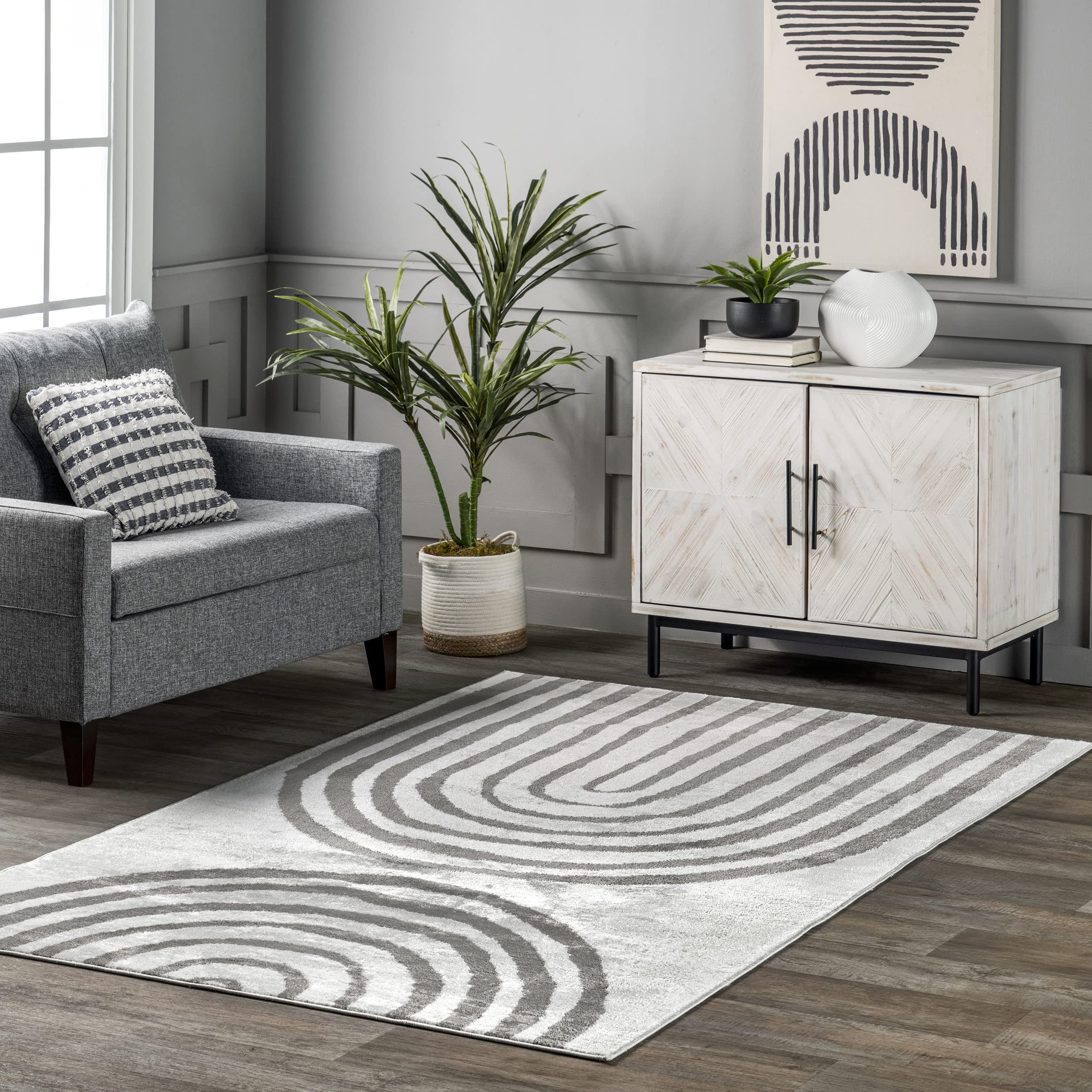 nuLOOM Sena Modern Rainbow Area Rug, 9x12, Light Grey