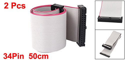 uxcell a16022500ux0072 2.54mm 34-Pin Female to Female IDE PATA Flat Ribbon Cable 50cm (Pack of 2)
