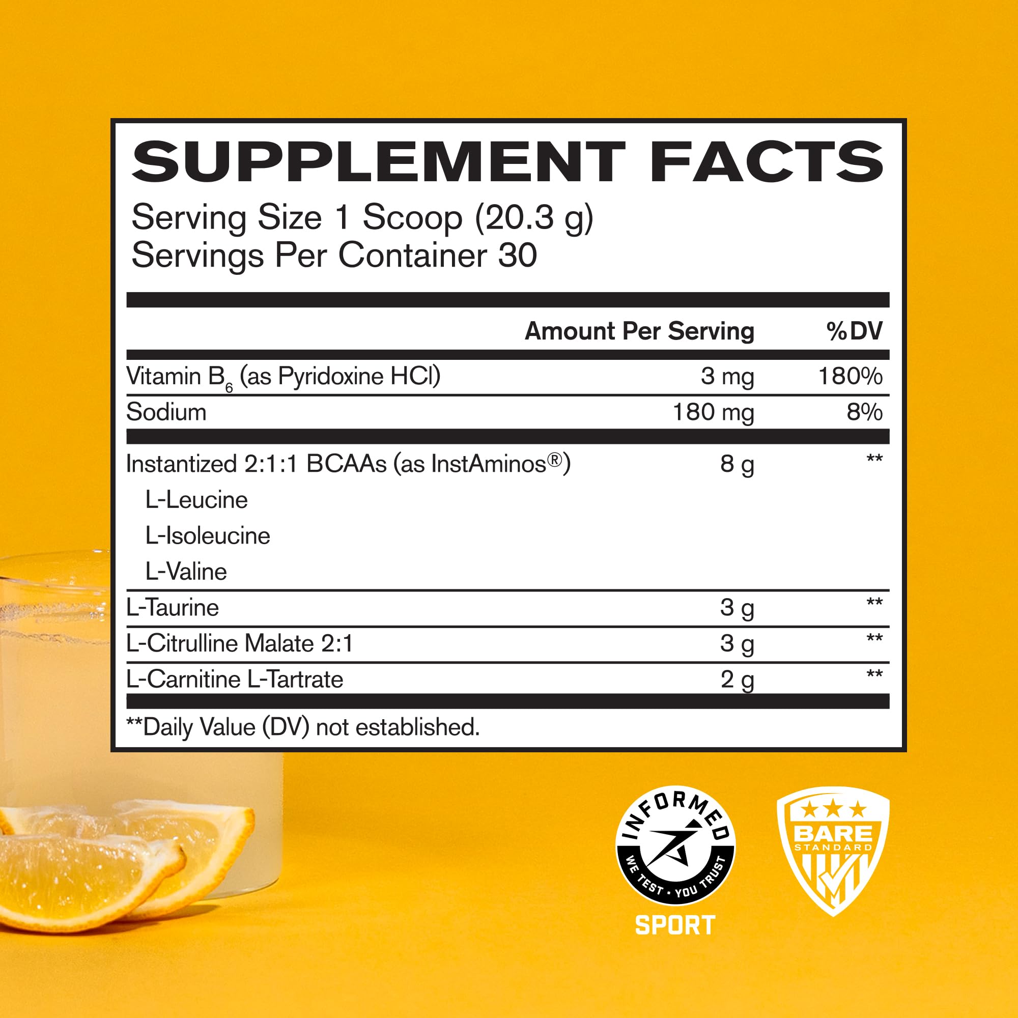 Bare Performance Nutrition Intra-Flight, Branch Chain Amino Acids, Ultimate Endurance Supplement, Increase Endurance and Stamina, 2:1:1 BCAA + Recovery (30 Servings, Lemonade)