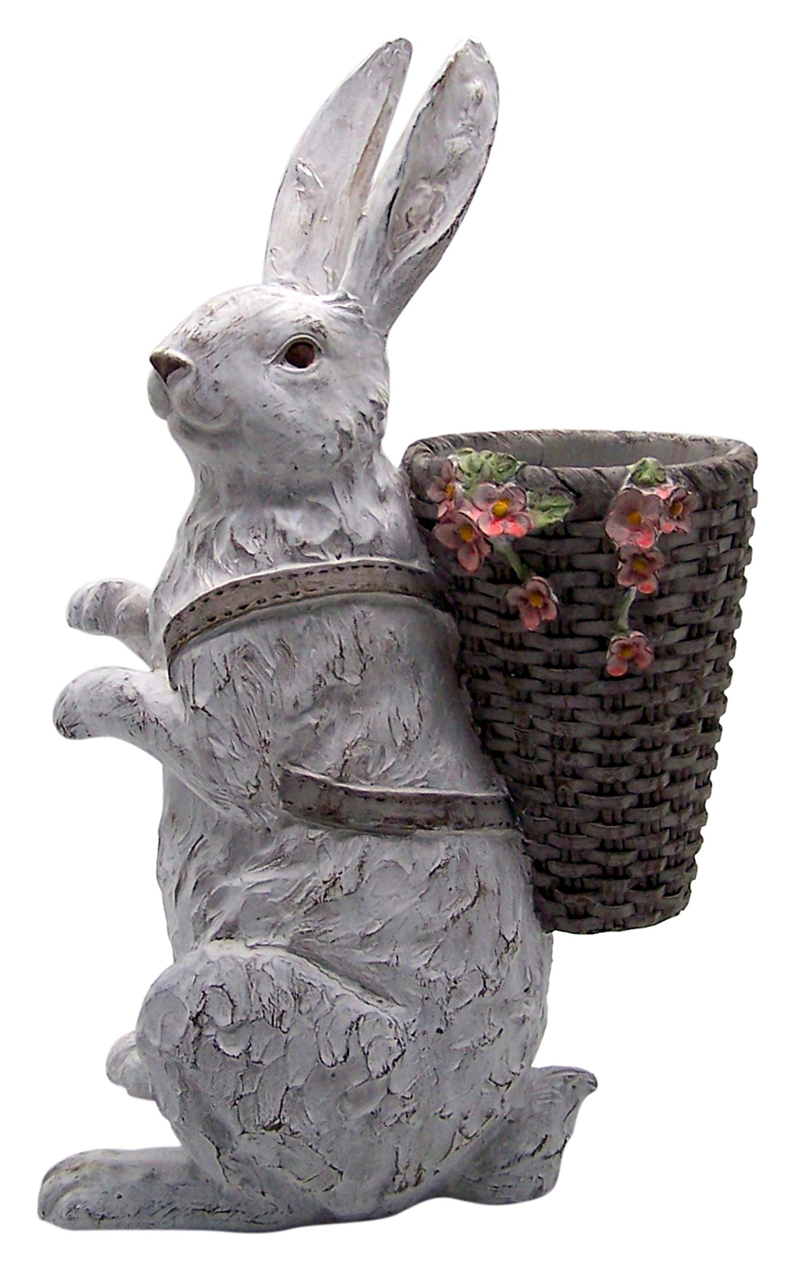 RAZ Imports Iris Garden 20.25" Rabbit with Basket On Back Figurine
