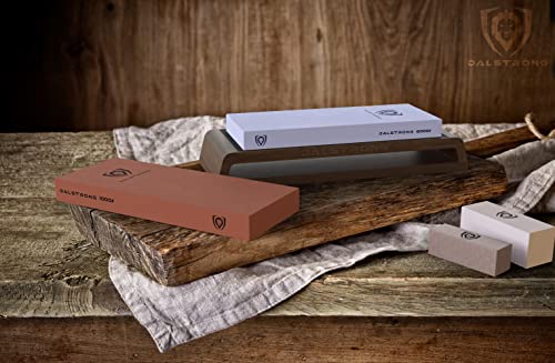 Dalstrong Premium Whetstone Kit - #1000/#6000 Knife Sharpening Kit - Extra Large Grit Stones - Top-Grade Corundum - Thick Knife Sharpening Stone - Hand Crafted Acacia Wood - Whetstone Knife Sharpener