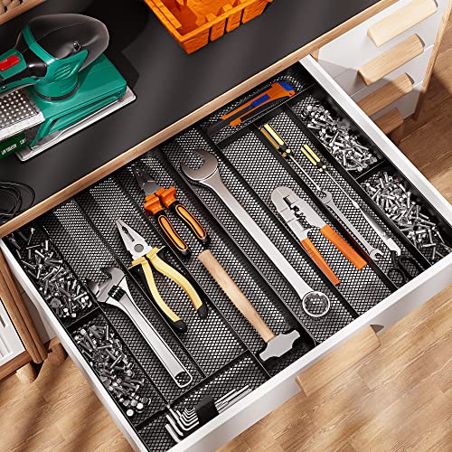 IOAIANIA Kitchen Drawer Organizer, Metal Silverware Utensil Organizer, Deep Mesh Wire, Premium Cutlery Tray for Knives, Forks, Spoons, Makeup Drawer & Utensil Holder