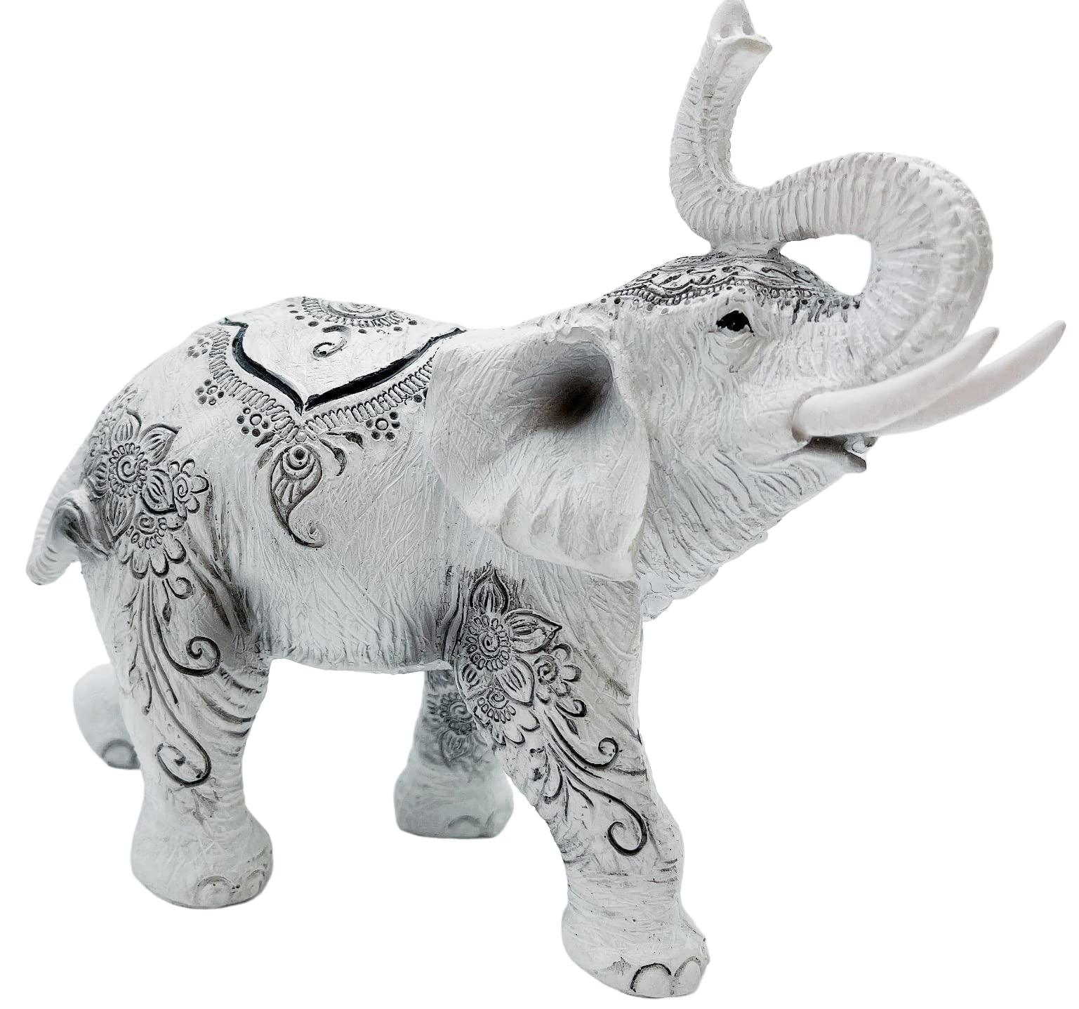George S. Chen Imports Thai Collectible Statue Figurine Decoration (Trunk up-Thai Elephant, 88246white)