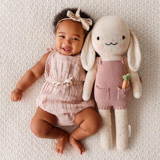 cuddle + kind Harper The Bunny Little 13" Hand-Knit Doll β 1 Doll = 10 Meals, Fair Trade, Heirloom Quality, Handcrafted in Peru, 100% Cotton Yarn