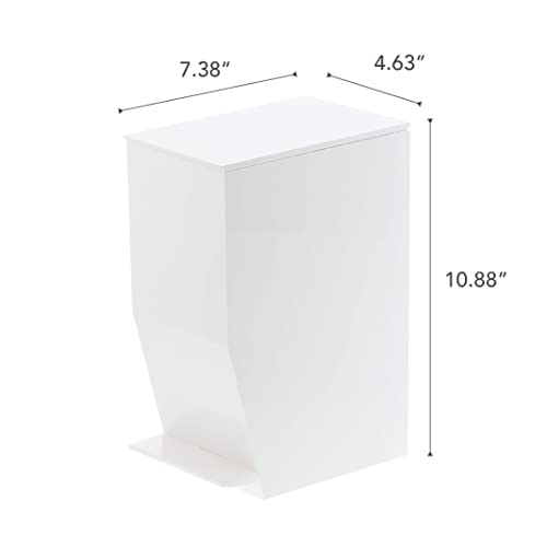 Yamazaki Home Tower Sanitary Step Trash Can, One Gallon β Small Home Waste Bin,White