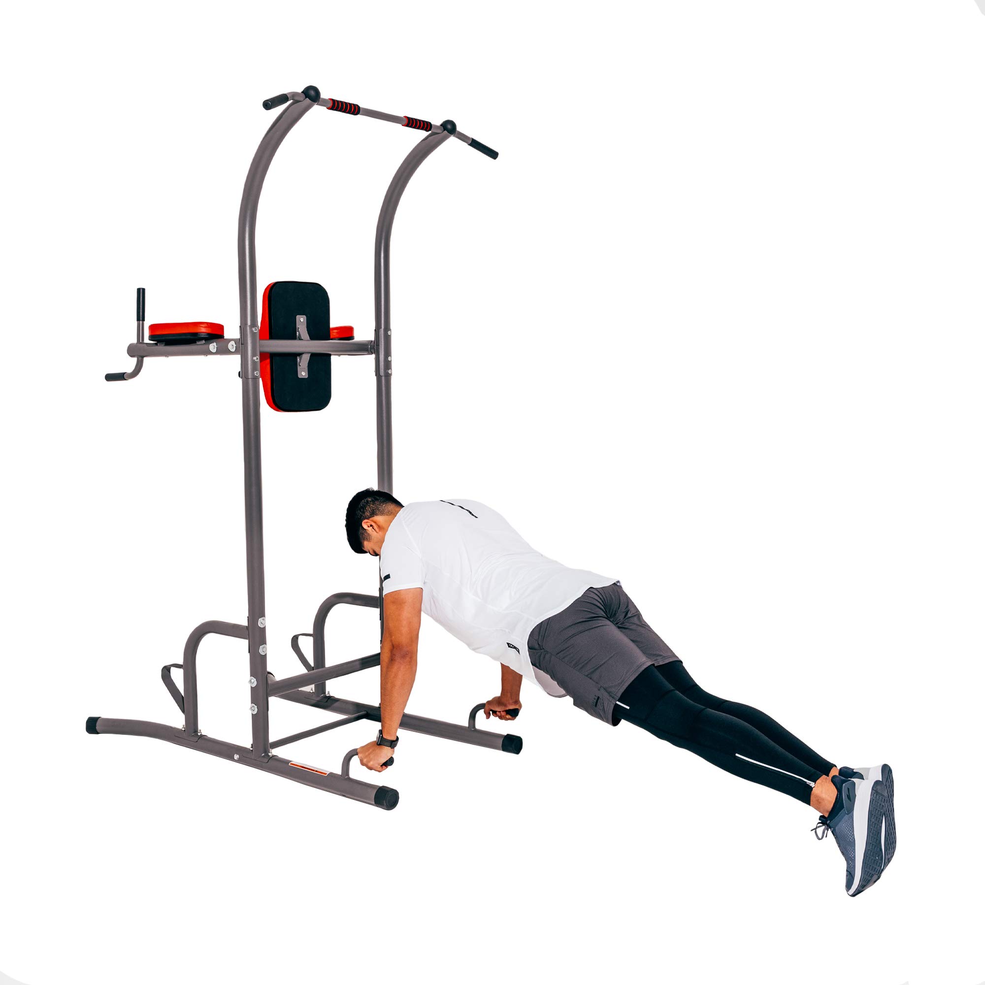 Retrospec Power Tower for Functional Fitness Home Gym Strength Trainer; Red Pads, (Model: 3431)