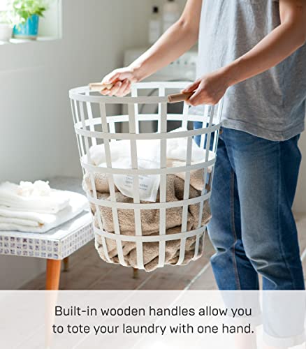 YAMAZAKI home Tosca Round Laundry Basket White,