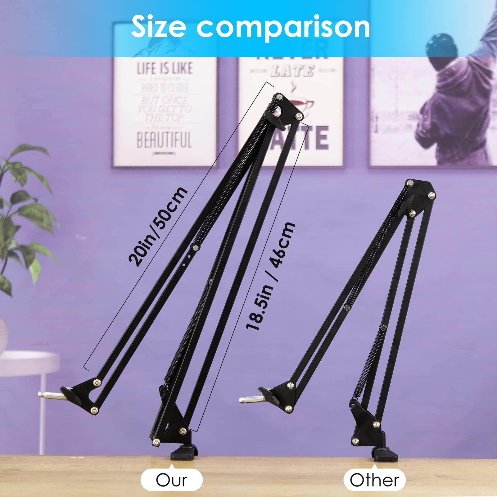 Blue Yeti X Mic Stand with Pop Filter - Microphone Boom Arm Stand with Flocked Foam Windscreen for Blue Yeti X Microphone by YOUSHARES (18.5in+20in)
