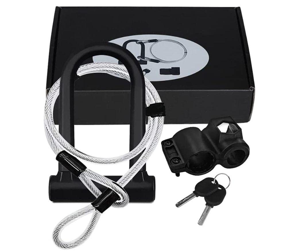 Cable Bike Lock, Bike Lock, 16mm Heavy Duty U-Lock with Key and Bike Lock Mounting Bracket