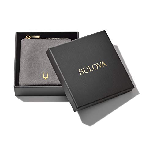 Bulova Brown Leather Large Double-Wrap Bracelet with Brushed Gold-Tone Stainless Steel Hook Clasp (Model J96B003L), Brown with Gold-Tone (J97B003L)