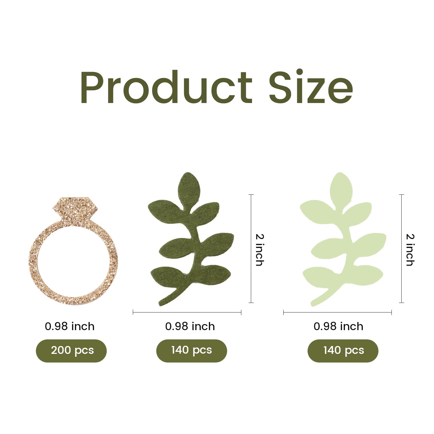 Fonder Mols Greenery Wedding Table Confetti,Boho Love Theme Party Confetti,Sage Leaf Rose Gold Rings Engagement Party Table Scatter,Bachelorette Bridal Shower Party Decorations Supplies 200 Pieces