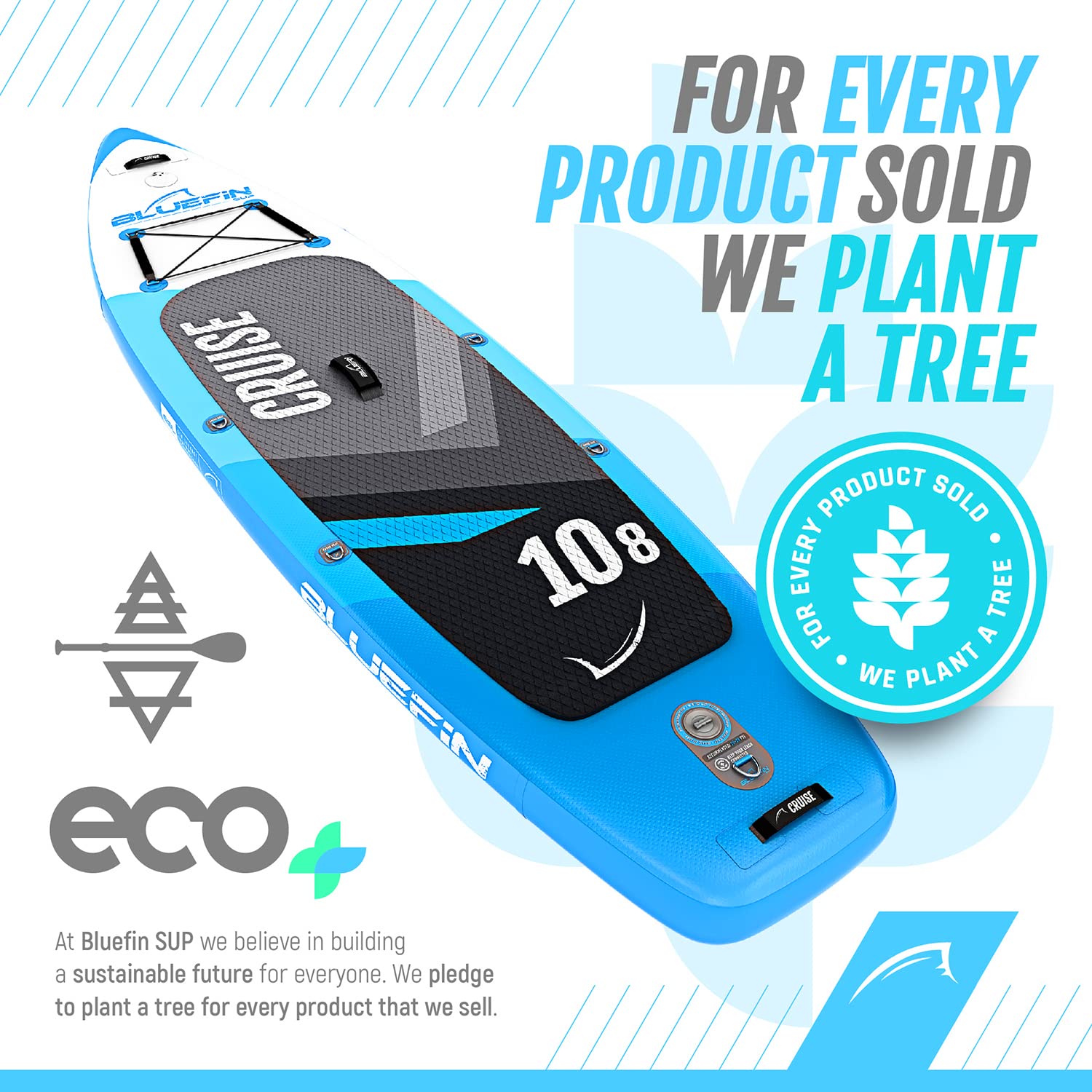 Bluefin® Sup Cruise Inflatable Paddle Boards for Adults & Kids | Including Paddleboard Accessories | 5 Year Warranty | Inflatable Stand Up Paddle Board with Kayak Conversion | Sizes 10'8, 12, 15