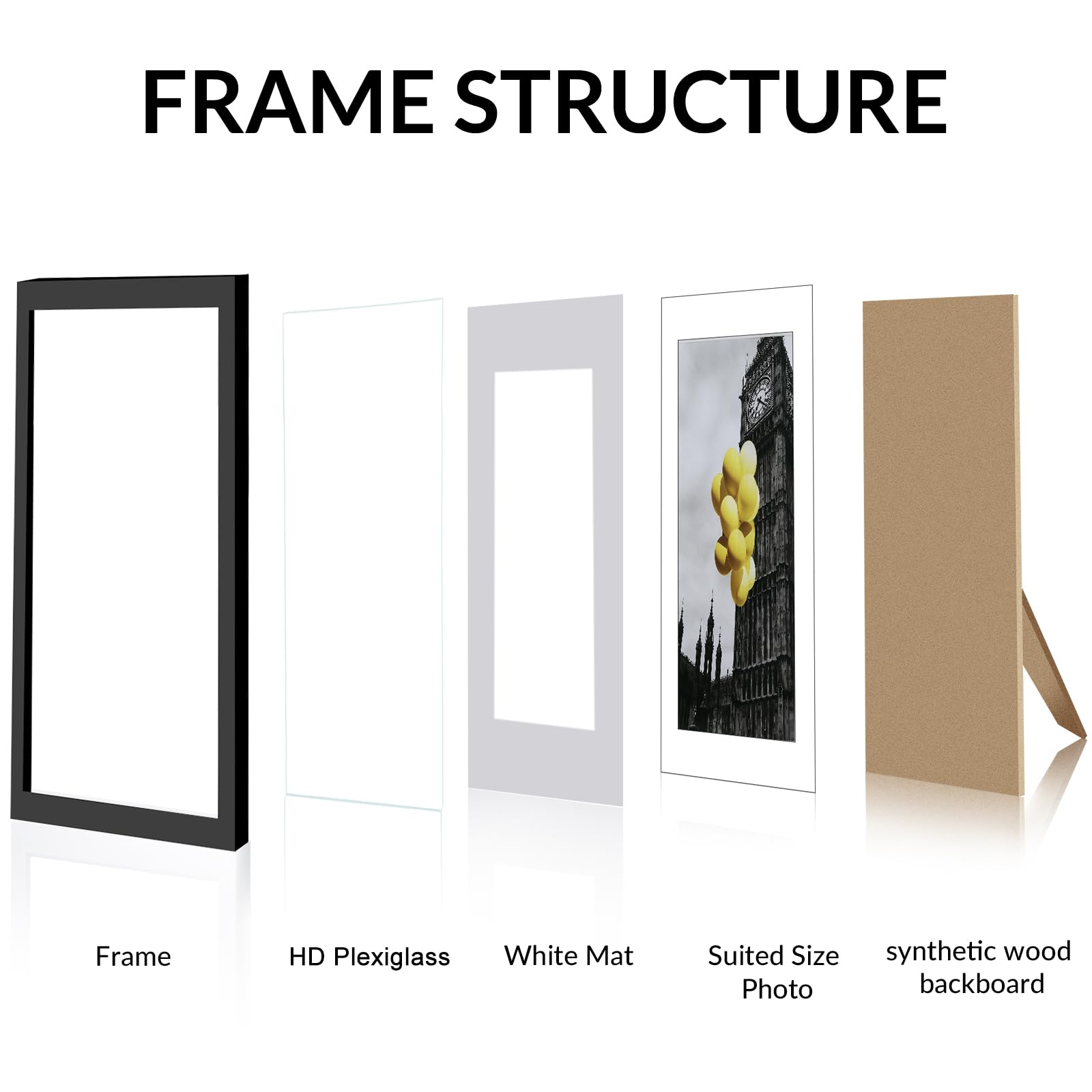BSRHOME 12x16 Picture Frames Set of 2 with Plexiglass, Display Pictures 11x14 with Mat or 12x16 Without Mat for Tabletop Display and Wall Mounting,Black