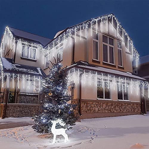 Meteor Shower Light 80cm 8 Tubes 576 LED Waterproof Falling Rain Lights Snow Falling for Home Decor Wedding Garden, White