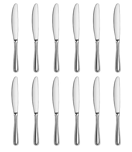 New Star Foodservice 58789 Windsor Pattern, 18/0 Stainless Steel, Dinner Knife, 8.2-Inch, Set of 12