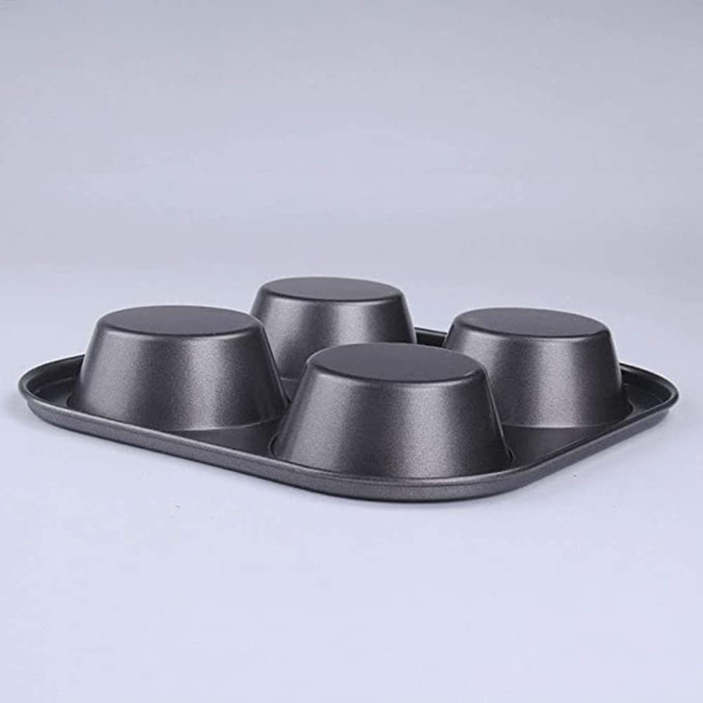 CZ-XING Cupcake Bakeware Pan and Muffin Cake Pan,4 Cup/Non Stick Carbon Steel Cupcake Baking Pan Quick Release Coating Oven Cake Tray Molds (Black 3Pcs)