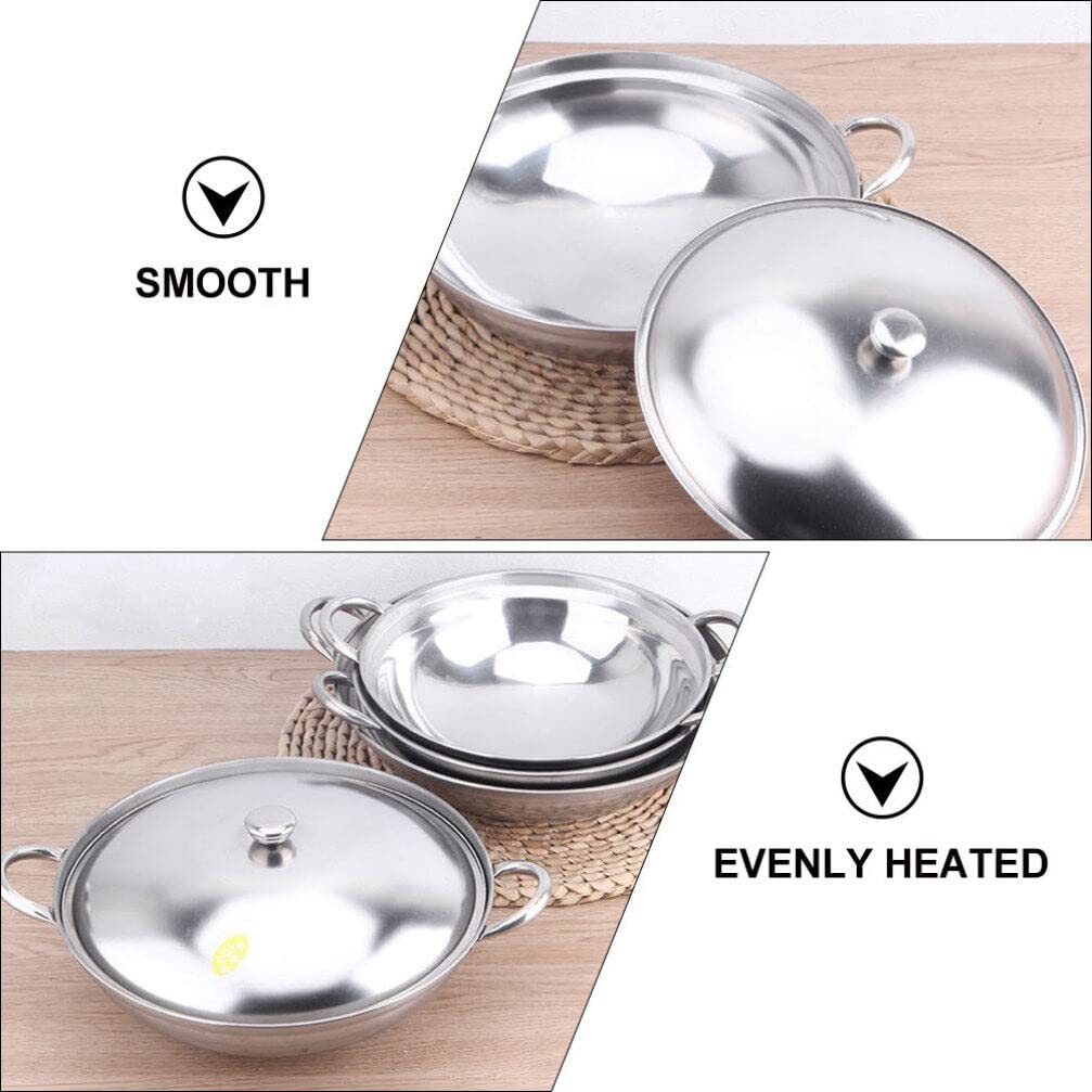 CALLARON Stainless Steel Frying Pan Skillet Crepe Pancake Pan Hot Pot Everyday Pan Omelette Cooking Pan Round Griddle Pan Cookware with Handle and Lid 25cm