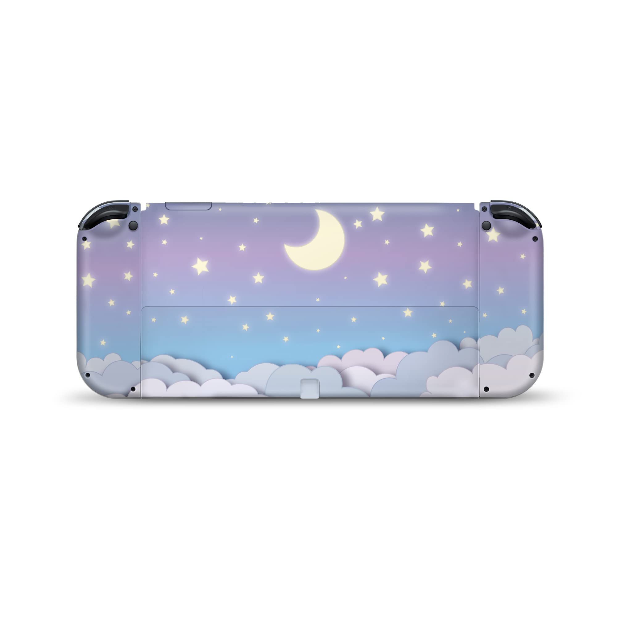 Tacky Design Purple Clouds Skin Compatible with Nintendo Switch OLED Skin Wrap Cover, Cute Moon Skin for Nintendo Switch OLED Stickers, Premium Vinyl 3M Full Wrap Decal
