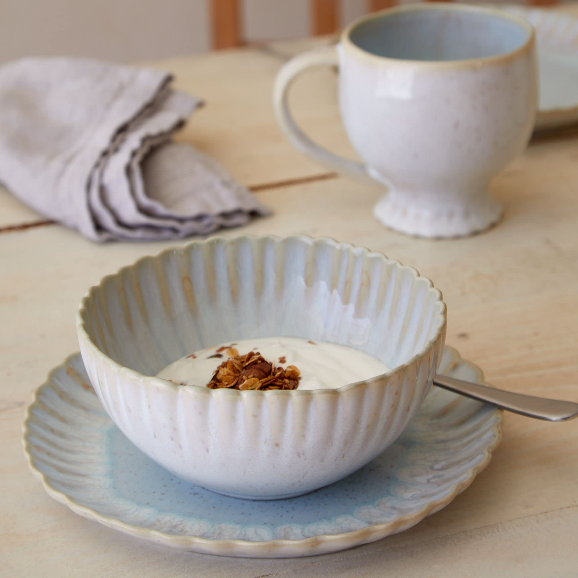 Casafina Ceramic Stoneware 23 oz. Soup & Cereal Bowl - Mallorca Collection, Sea Blue | Microwave & Dishwasher Safe Dinnerware | Food Safe Glazing | Restaurant Quality Tableware