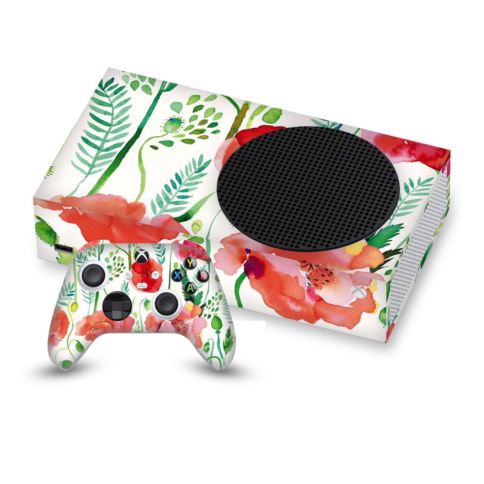 Head Case Designs Officially Licensed Ninola Red Flower Art Mix Matte Vinyl Sticker Gaming Skin Decal Cover Compatible with Xbox Series S Console and Controller Bundle
