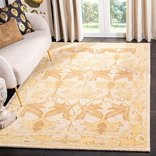 SAFAVIEH Anatolia Collection 4' Round Navy / Sage AN541A Handmade Traditional Oriental Premium Wool Area Rug