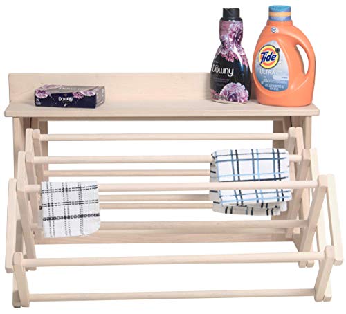 Pennsylvania Woodworks Extra Large Wall Clothes Drying Rack ~ Heavy Duty Solid Maple Hardwood, Folding, Collapses to 35" x 20" x 8", Hand Built in USA, Unfinished