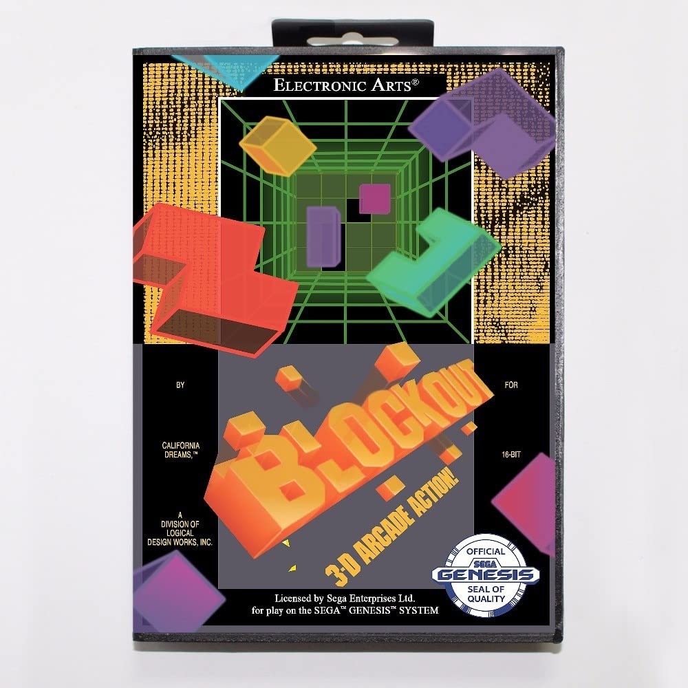 Blockout Game Cartridge 16 Bit MD Game Card With Retail Box For Sega Mega Drive For Genesis (Black)
