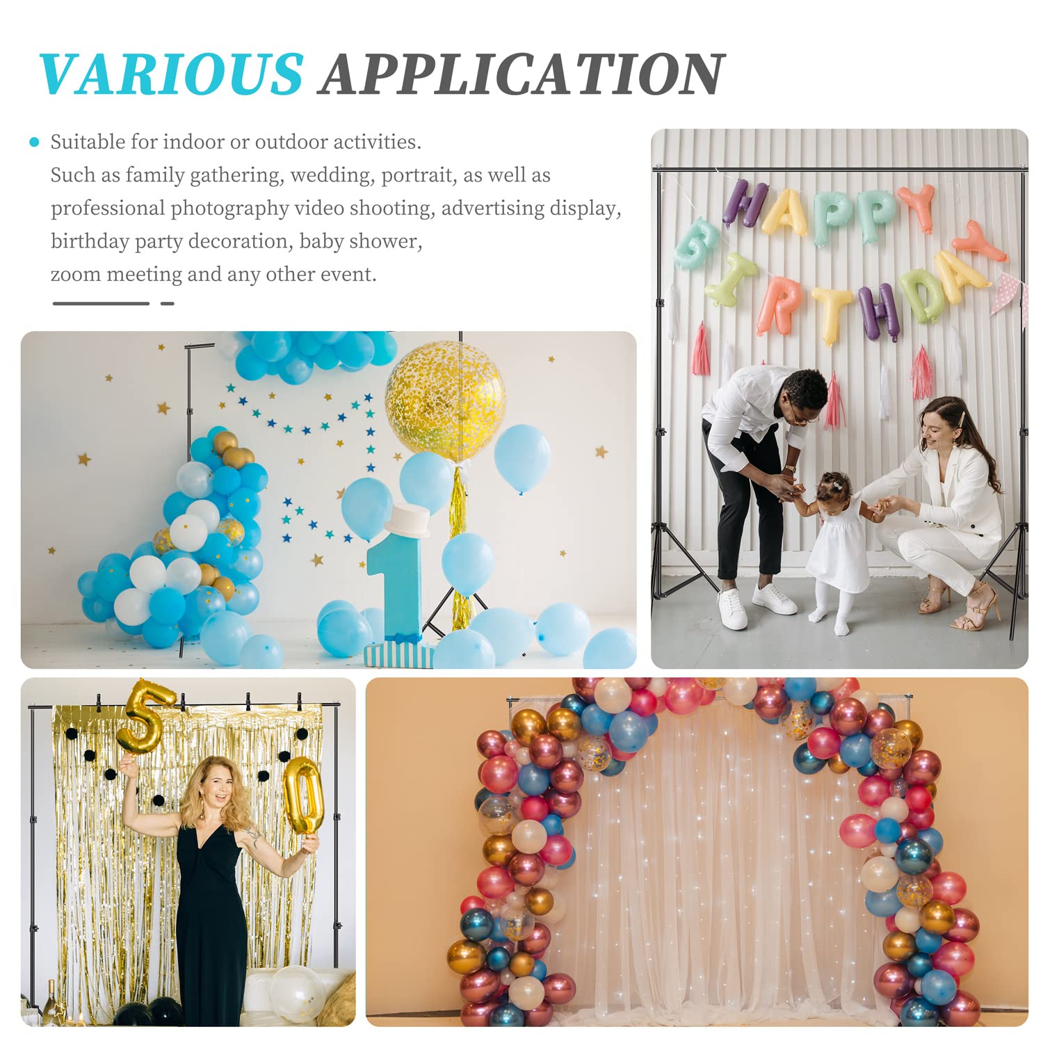 GSY Backdrop Stand 6.5x6.5ft/2x2m, Adjustable Heavy Duty Background Stand for Parties, Wedding, Photography, Ad Display, Activity Decoration