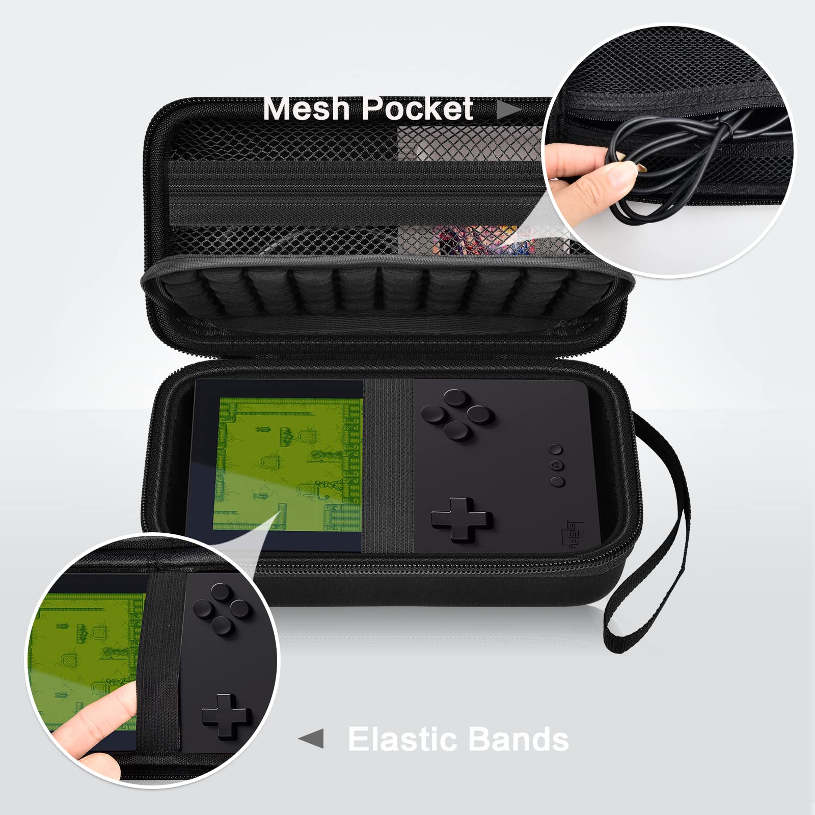 Case Compatible with Analogue Pocket Handheld Game Console, Portable Mini Game Player Storage Box for Video Games Cards, Charging Cable and Accessories-Bag Only