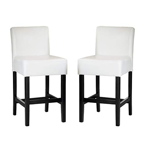GDFStudio Christopher Knight Home Lopez Bonded Leather Counter Stools, 2-Pcs Set, Ivory