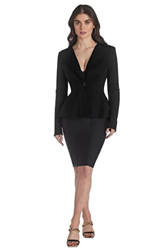 Hybrid & Company Womens Double Notch Lapel Office Blazer JK43864 1073T Black Medium